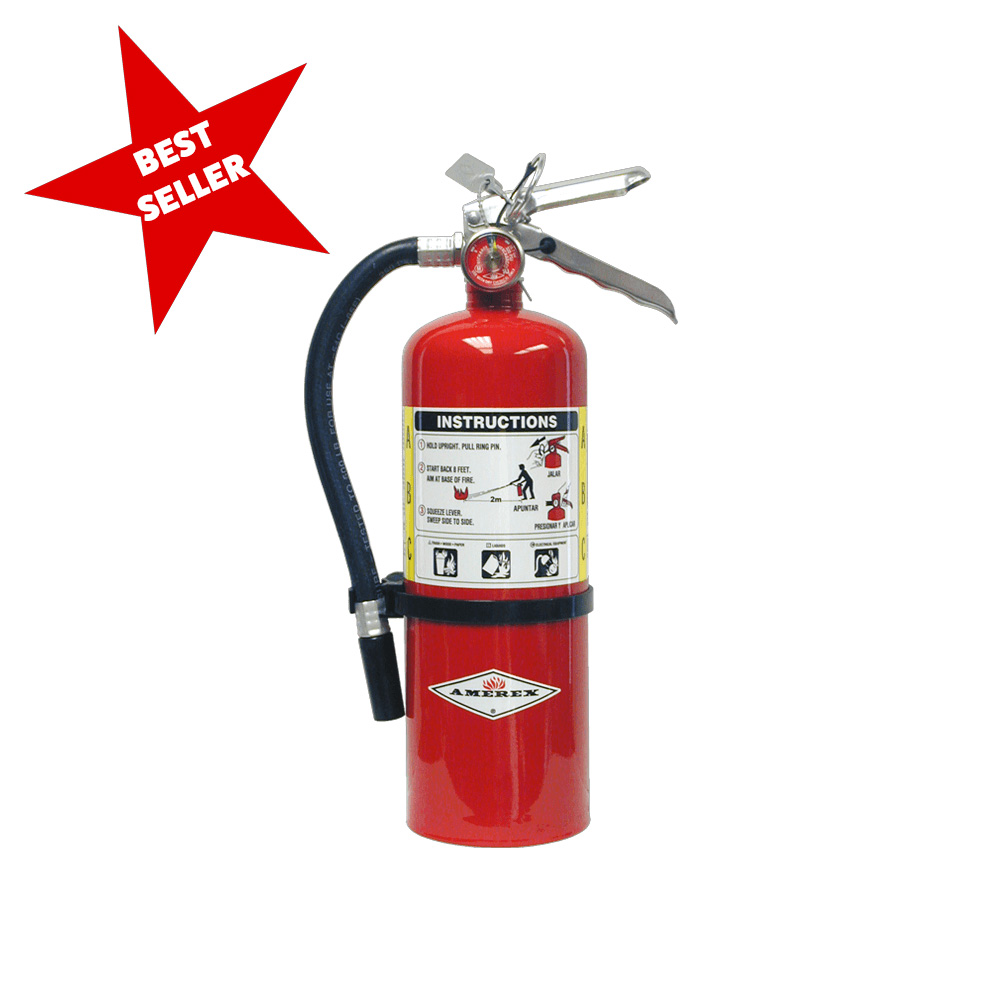 5 lb Fire Extinguisher - Amerex B500 ABC Multi-Purpose w/ Wall Bracket ...